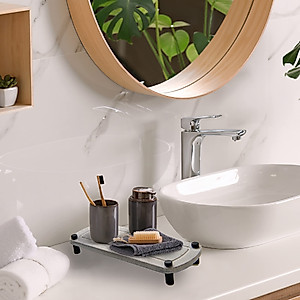 LOGAJ Instant Dry Sink Organizer Diatomaceous Earth Water Absorbing Stone Tray For Sink Fast Drying Stone Sink Caddy Bathroom Sink Caddy Drying Stone For Kitchen Counter Water Absorbent Stone For Sink