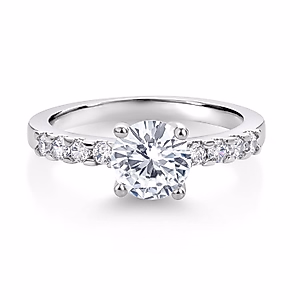 Gem Stone King White Moissanite Engagement Anniversary Promise Ring For Women (0.80 Cttw, Gemstone, Round 6MM, Size 8)