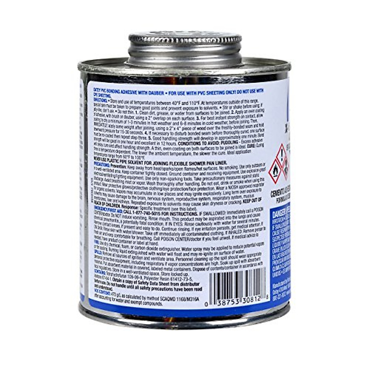 Oatey 30812 X-15 PVC Solvent with Dauber, 16-Ounce, White