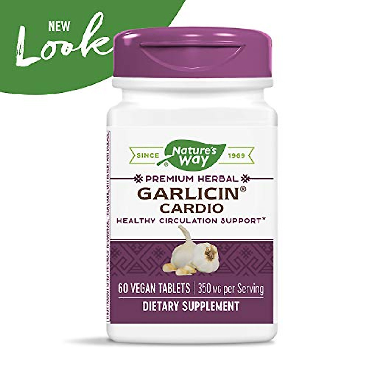 Nature's Way Garlicin Cardio, SmartRelease Garlic with MAX Allicin Potential, Odor Free, 60 Count, Pack of 2