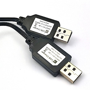 DEVMO 2pcs USB Charger Cable 1A with XH-3P Connector Compatible with Hosim Q903 Q905 Axial SCX10 2S 7.4V LiPo Battery RC Car Rock Crawler FPV Drone Quadcopter