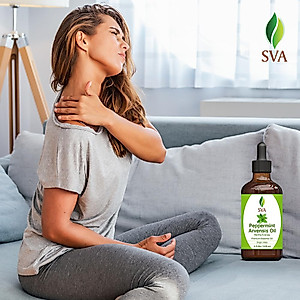SVA Peppermint Essential Oil – 4 Fl Oz – 100% Natural Peppermint Oil - for Diffuser, Hair Care, Face, Skin Care, Aromatherapy, Scalp and Body Massage, Soap and Candle Making - with Dropper