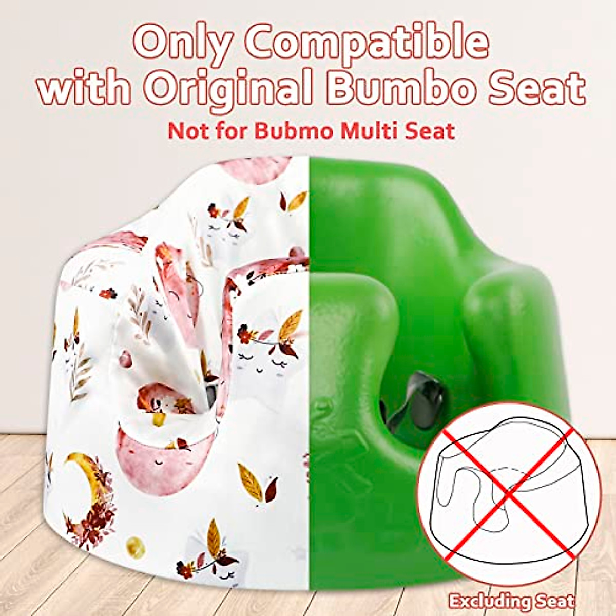 Baby Seat Cover Compatible with Bumbo Seat, Summer Cool Breathable Seat Cover for Baby Girl Boy, Soft Removable Cover for Baby Seat, Machine Washable, Moon Star
