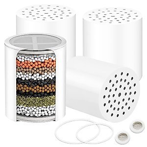 Slirceods sf100 Multi-Stage Shower Filter Replacement for NIROKET For aqua bliss® shower filter cartridge sf100 for shower filter replacement of Similar Design 15 and 20 stages (4-Pack)