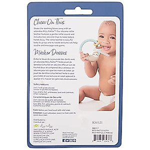 Itzy Ritzy Silicone Teether with Rattle; Rattle Teether Features Rattle Sound, Two Silicone Teething Rings and Raised Texture to Soothe Gums; Ages 3 Months and Up (Sloth)
