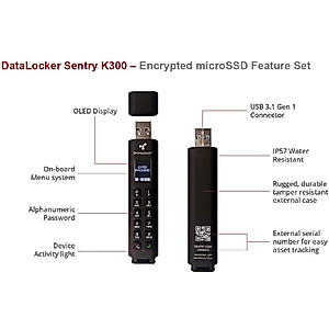 DataLocker Sentry K300 Encrypted Keypad Micro Ssd 64GB Flash Drive