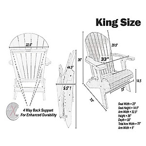 DuraWeather Poly Folding Adirondack - Unwind Edition Featuring Built-in Cup Holders (Weatherwood)