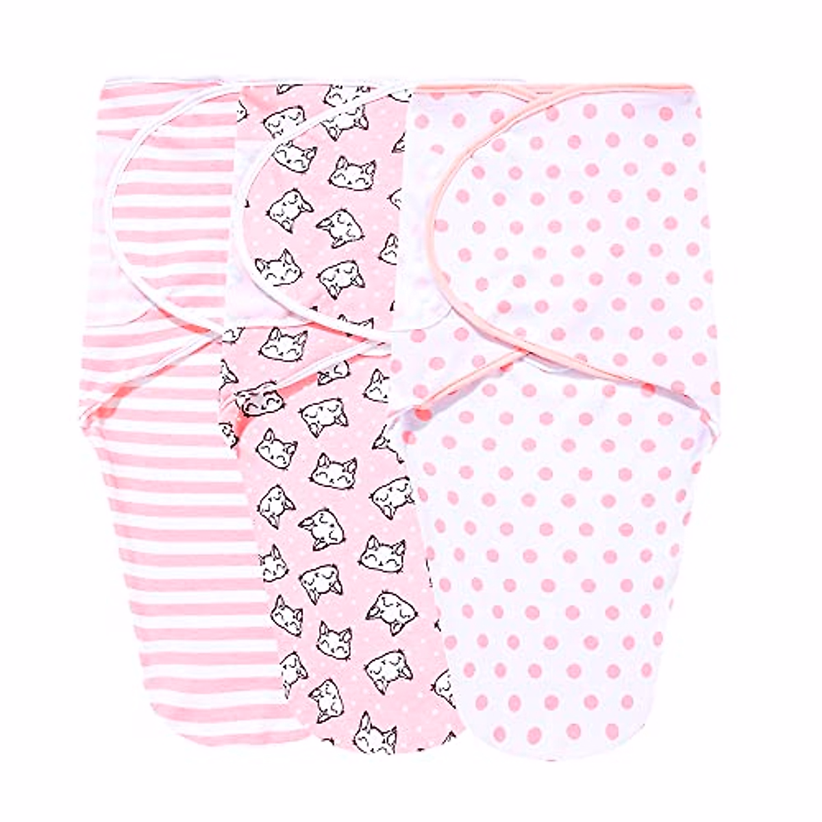 Soft and Adjustable Baby Swaddle Wrap - Pack of 3 - Perfect for Newborns up to 3 Months - Safe and Comfortable Sleep Sack (pink02)