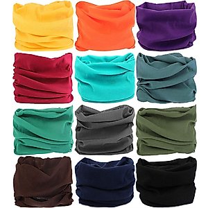 VANCROWN Headwear Head Wrap Sport Headband Sweatband 220 Patterns Magic Scarf 12PCS & 6PCS 12 in 1 (12PCS.Solid Color)