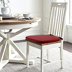 downluxe Indoor Chair Cushions for Dining Chairs, Dutch Velvet Fabric Memory Foam Chair Pads with Ties for Kitchen, Dining Room and Bedroom, 17" X 16" X 1.5", Burgundy, 4 Pack