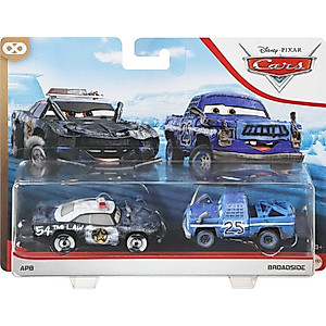 Disney Car Toys 2-Pack, APB and Broadside, 1:55 Scale Die-Cast Fan Favorite Vehicles For Racing And Storytelling Play, Gift for Kids 3 Years and Older