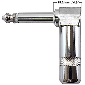 eoocvt 10pcs Audio 1/4" 90 Degree Right Angle Heavy Duty Plugs for Speaker Cables, Patch Cables, Snakes - TS Mono Male 1/4 Inch Phono 6.35mm Phone Plug