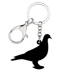 WEVENI Acrylic Cute Pigeon Keychain Charms Dove Keyring Bird Jewelry For Women Girls (Blue)