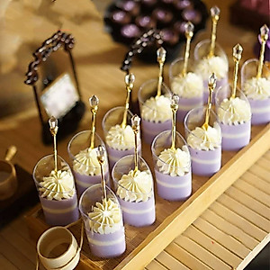 64 Pack Mini Dessert Cups with 64 Spoons 2.8oz Clear Plastic Parfait Appetizer Cup Shot Glasses Serving Bowls for Tasting Sample Appetizers