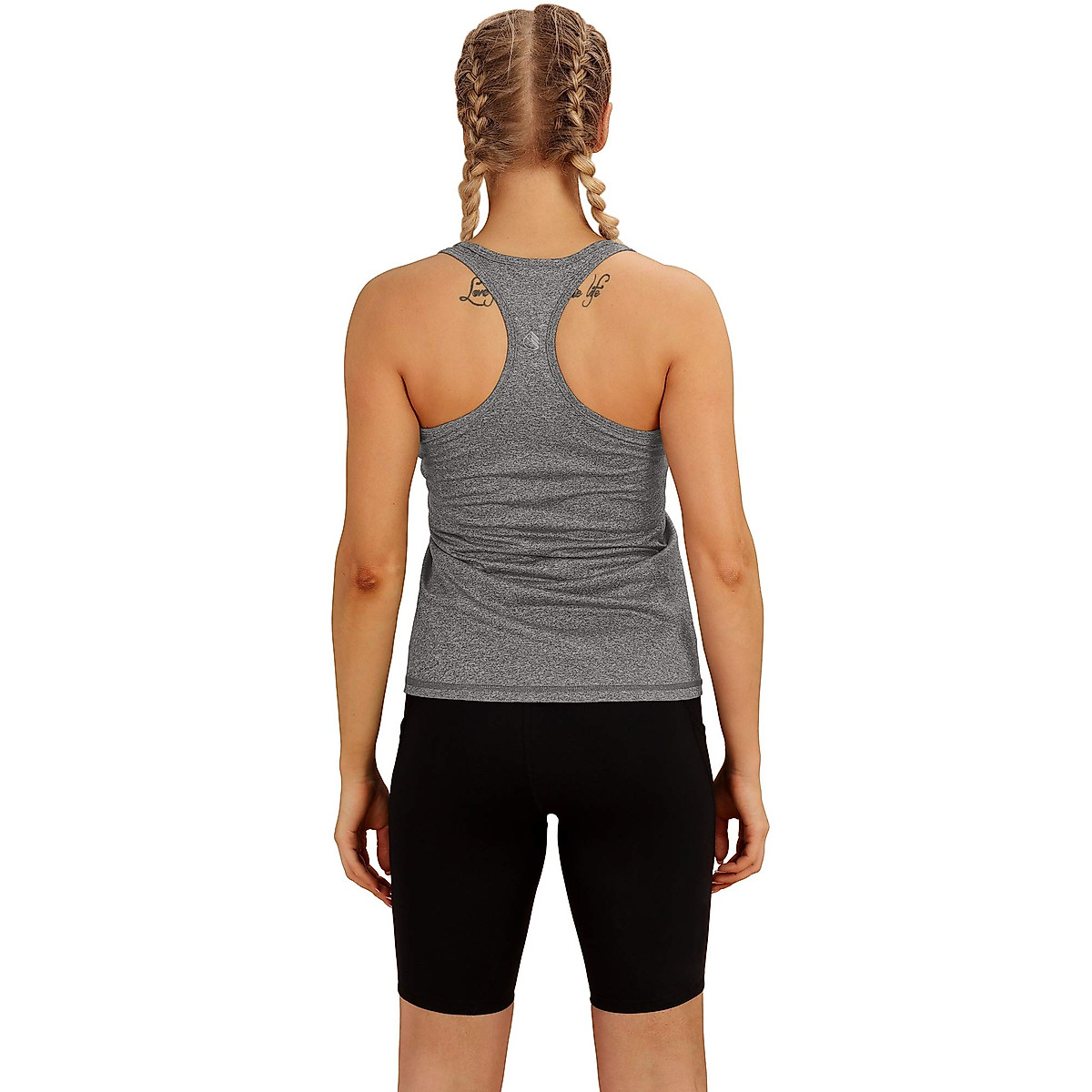 icyzone Workout Tank Tops for Women - Racerback Athletic Yoga Tops, Running Exercise Gym Shirts(Pack of 3) (Black/Gray/White, Small)