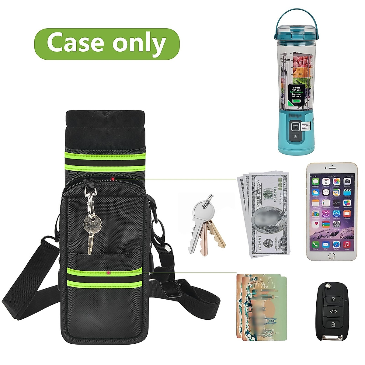 Portable Blender Storage Bag with Adjustable Strap for Ninja Cordless Hand Blender, Mini Blender Protective Pouch Holder-Case Only