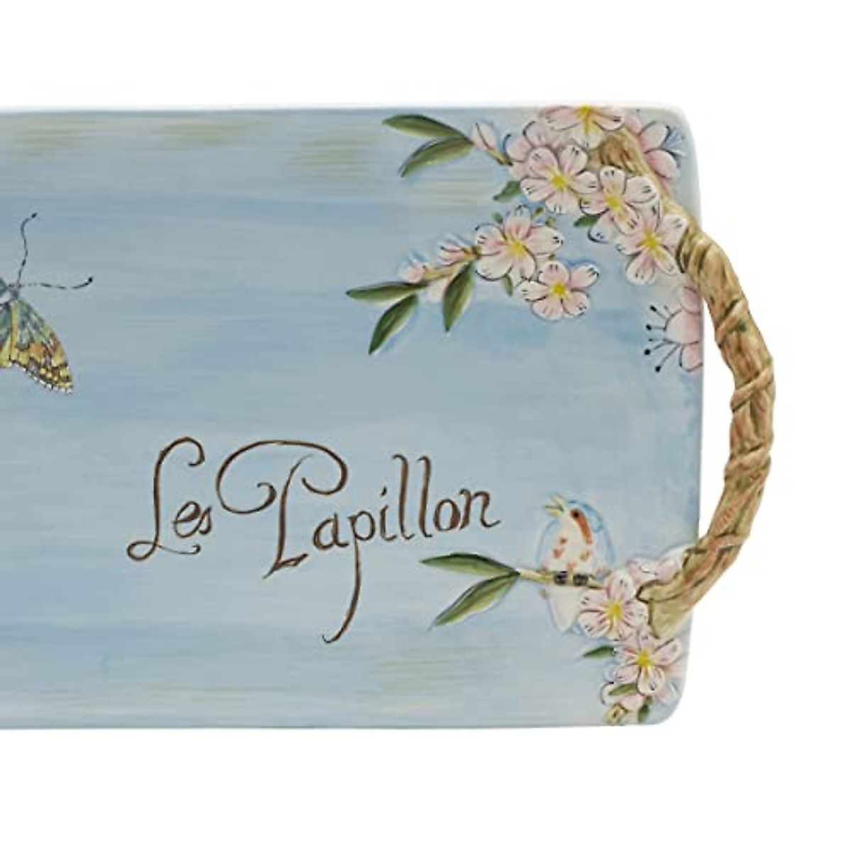 Fitz and Floyd Toulouse Handled Serving Tray, 14 Inch, Blue