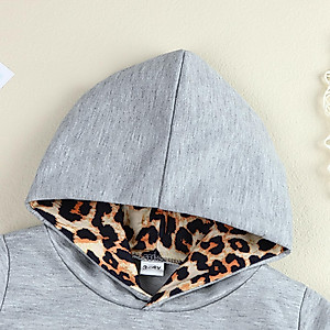 Axumity Toddler Girl Clothes Cat Print Pullover Sweatshirt + Leopard Print Pant 2-Piece Kid Girl Fall Winter Pants Set(4-5T)