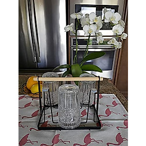 Cup Drying Rack Metal Drainer Holder Rack Cups Organizer with Wood Handle Bottle Drying Rack Dish Drying Rack