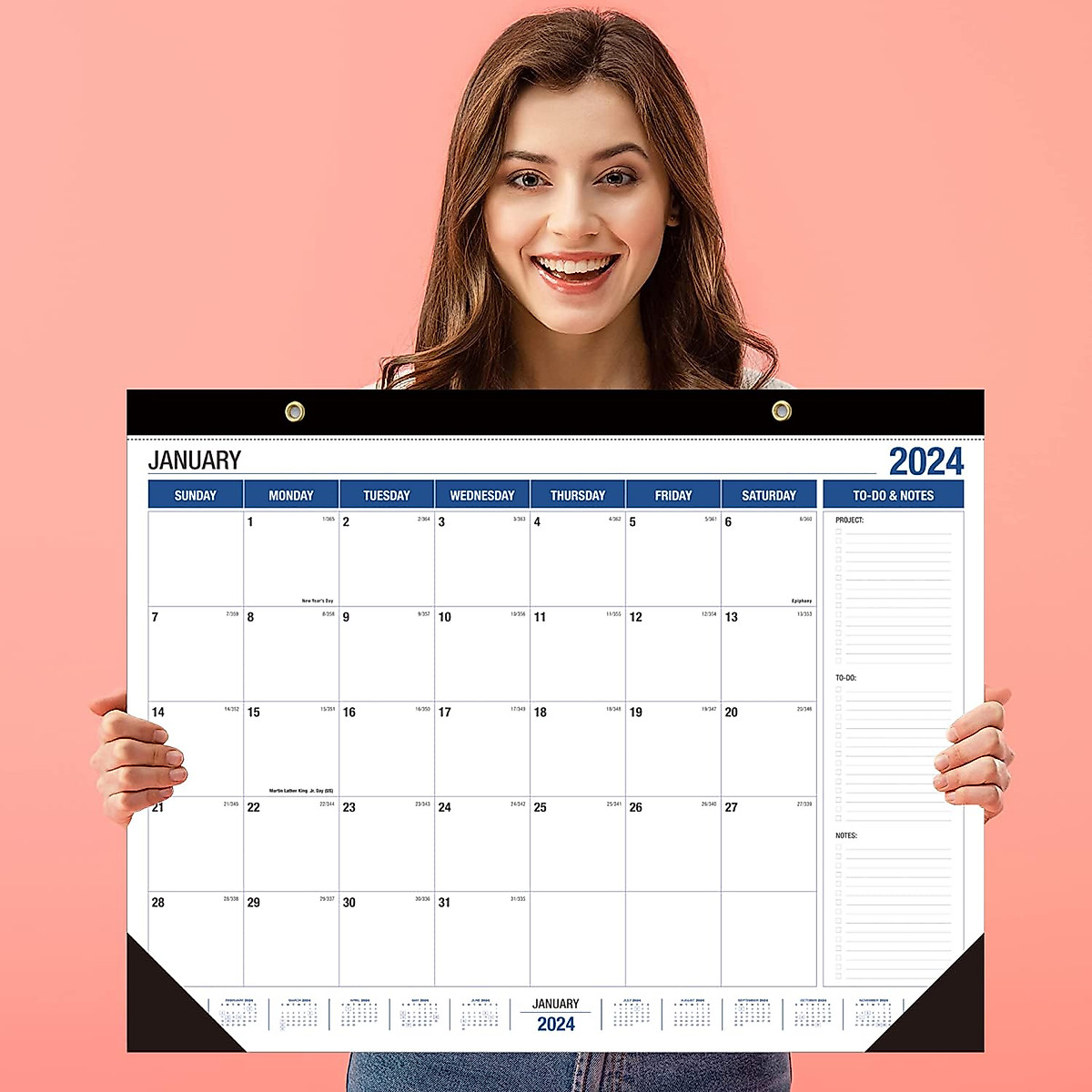 2023-2024 Desk Calendar, 18 Month Desk Calendar/Wall Calendar Combo, 22" x 17", January 2023-June 2024, Highlight Holidays, Planning Calendar, Thick Paper