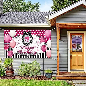 Pink Girl Birthday Party Backdrop Banner Princess Themed Backdrop Doll Head Photo Frame Glamour Girl Photography Background Pink Girls Birthday Party Decorations Photo Props Girl Party Favor
