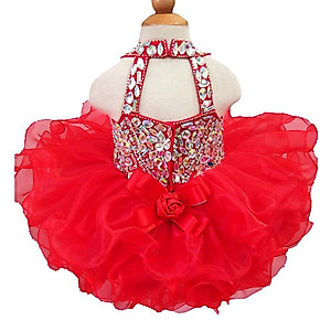 Jenniferwu G128F Infant Toddler Baby Newborn Little Girl's Pageant Party Birthday Dress RED Size 12-18M