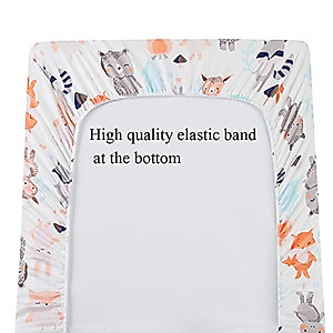 Tontukatu Changing Pad Cover Set 3 Pack Jersey Knit Ultra Soft for Baby Boys Girls Elephant Tiger/Fox/Grey