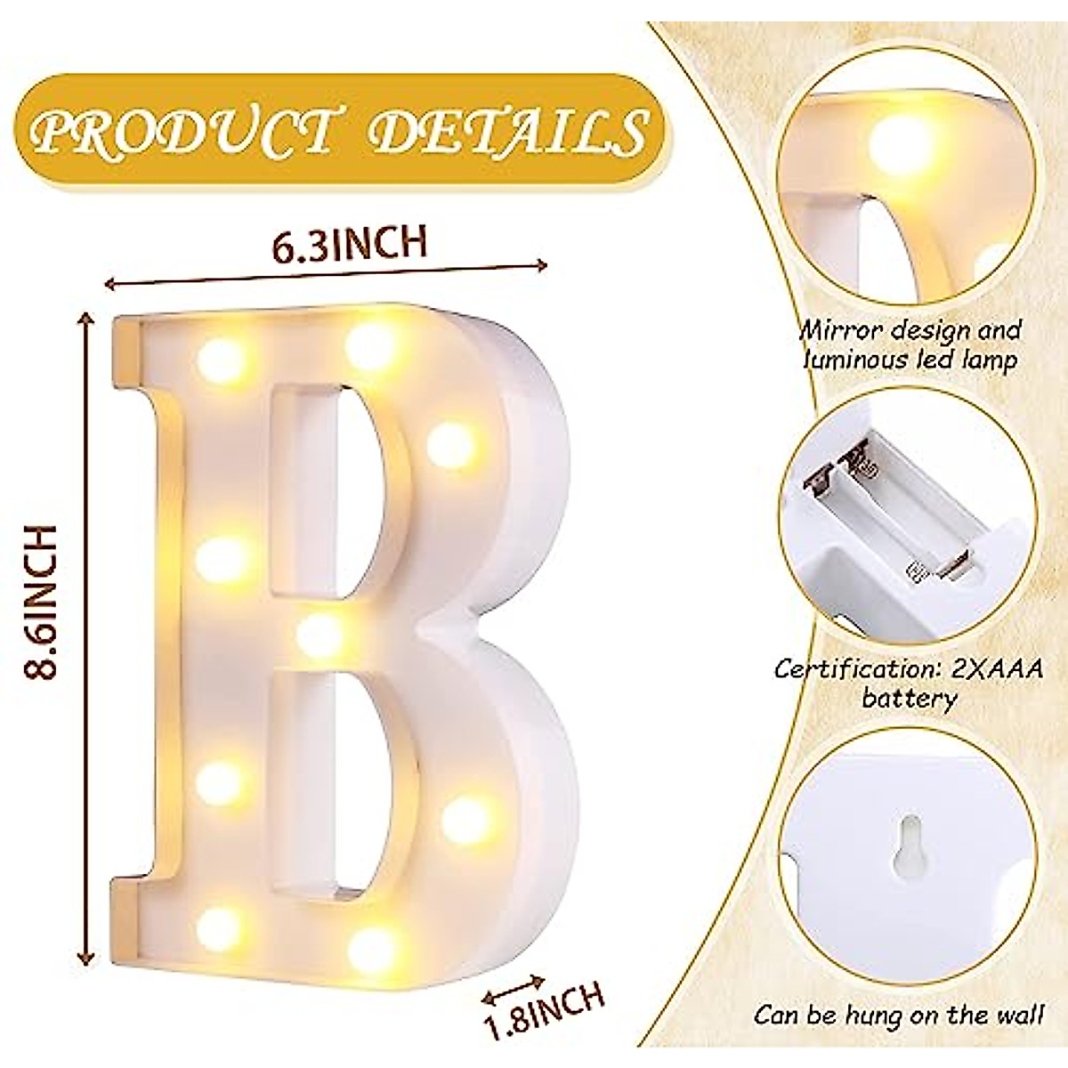 4 Warm White BABY Marquee Light Up Letters, Large BABY Led Light Sign, Perfect for Baby Shower Birthday Home Bedroom Nursery Room Table Wall Decor