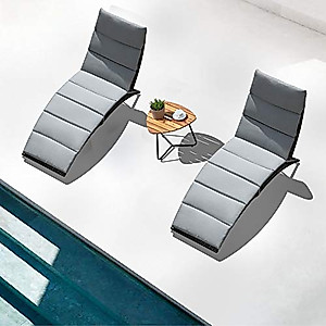 JOIVI Patio Chaise Lounge, Outdoor Lounge Chair, PE Rattan Foldable Chaise Lounger with Removable Light Gray Cushion, Suitable for Poolside, Garden, Balcony 2 Pack