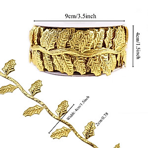 Gold Leaf Ribbon 10Yards Leaves Trim Rope Artificial Leaf Ribbon for Garland Gift Wrapping Party Wedding Home Decorations