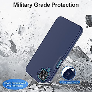 for Samsung Galaxy A12 Case with Built-in Screen Protector, Full Body Protection Shockproof Cover Case, [Rugged PC Front Bumper + Soft TPU Back Cover] Armor Protective Phone (Navy Blue), GTPY-SA12-B