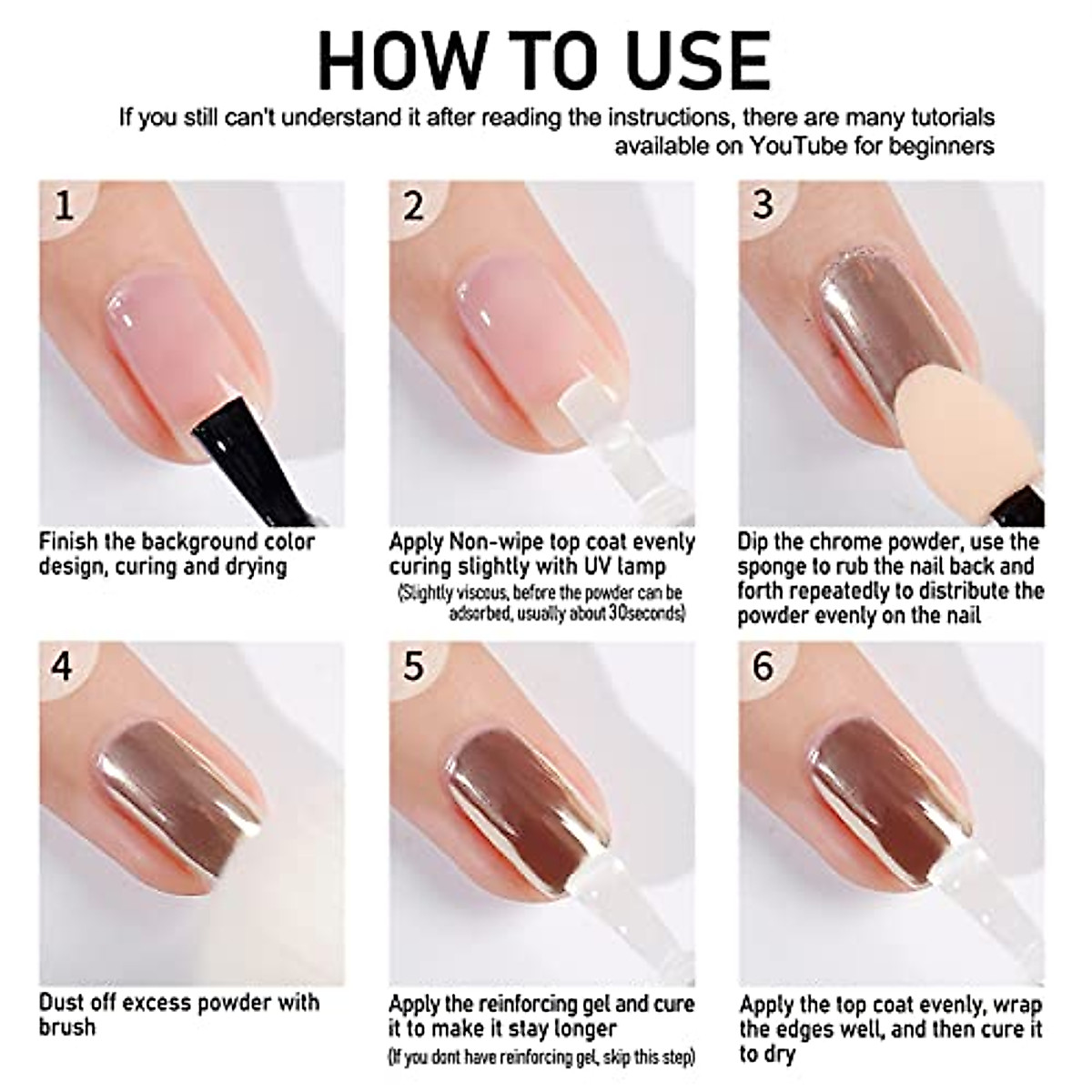 Red Chrome Nail Powder Mirror Effect Rose Gold Glitter for Metallic Nails Design Magic Pigment