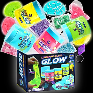 35.16 FL OZ Glow in The Dark Slime for Kids 6+, FunKidz 1040 ML Large Slime Pack Neon Colors Slime Kit Green Blue Pink Yellow Big Slime Gifts for Boys Girls Birthday Party