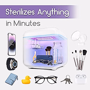 Papablic 4-in-1 UV Light Sanitizer | UV Sterilizer and Dryer Pro | UV Sterilizer Box with Dual UV-C Lamps for Babies & Whole Family | Large Capacity | Touch Control