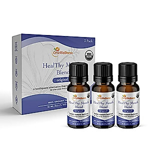 OraWellness Healthy Mouth Blend Organic Toothpaste & Mouthwash Alternative Tooth Oil, Natural Mouth Rinse for Healthy Teeth & Gums for Women, Men and Kids, Pack of 3