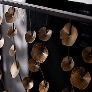 Deco 79 Metal Floral Foldable Mesh Netting 3 Panel Fireplace Screen with 3D Floral on Vines, 56" x 1" x 32", Gold