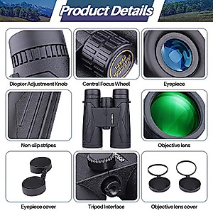 USCAMEL 12x42 HD Binoculars for Adults with Upgraded Phone Adapter, High Power Binoculars for Bird Watching Hunting Stargazing Camping Concerts Sports