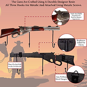 Urbalabs Western Pistol Beer Opener and Rustic Wall Hooks Pistol and Rifle Coat or Key Holder Wall Hook Mounted Decorative for Hats, Coats, Towels, Mudroom, Rustic Western Decor (Rifle)