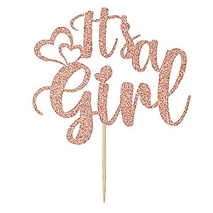 Betalala It’s a Girl Cake Topper,Sweet Baby Girl Decorations,Baby Shower/Gender Reveal Party Decorations,Baby Girls 1st Birthday Party Decoration Supplies Rose Gold Glitter (Corrected)