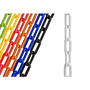 US Weight (Made in USA) 2" x 10' White Plastic Safety Chain ft. SunShield UV Resistant Technology