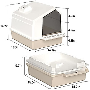 Cat Litter Box with Lid,Fully Enclosed Leak-Proof Urine Litter Box for Small Cats Approx 10Lbs,Handy Litter Scoop,Replaceable Closed/semi-Closed/Open Clamshell Litter Box