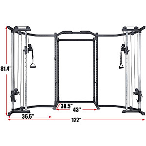 papababe Power Cage, Squat Rack with Cable Crossover Power Rack with LAT Pulldown(Power Cage with Cable Crossover)
