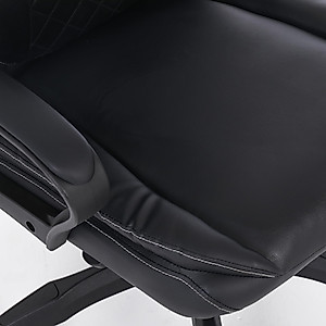 Office Desk Chair Set of 6 Black Home Office Chair Leather, Ergonomics Computer Desk Chairs in Bulk Comfortable Office Chair with Wheels Arm for Work Sturdy