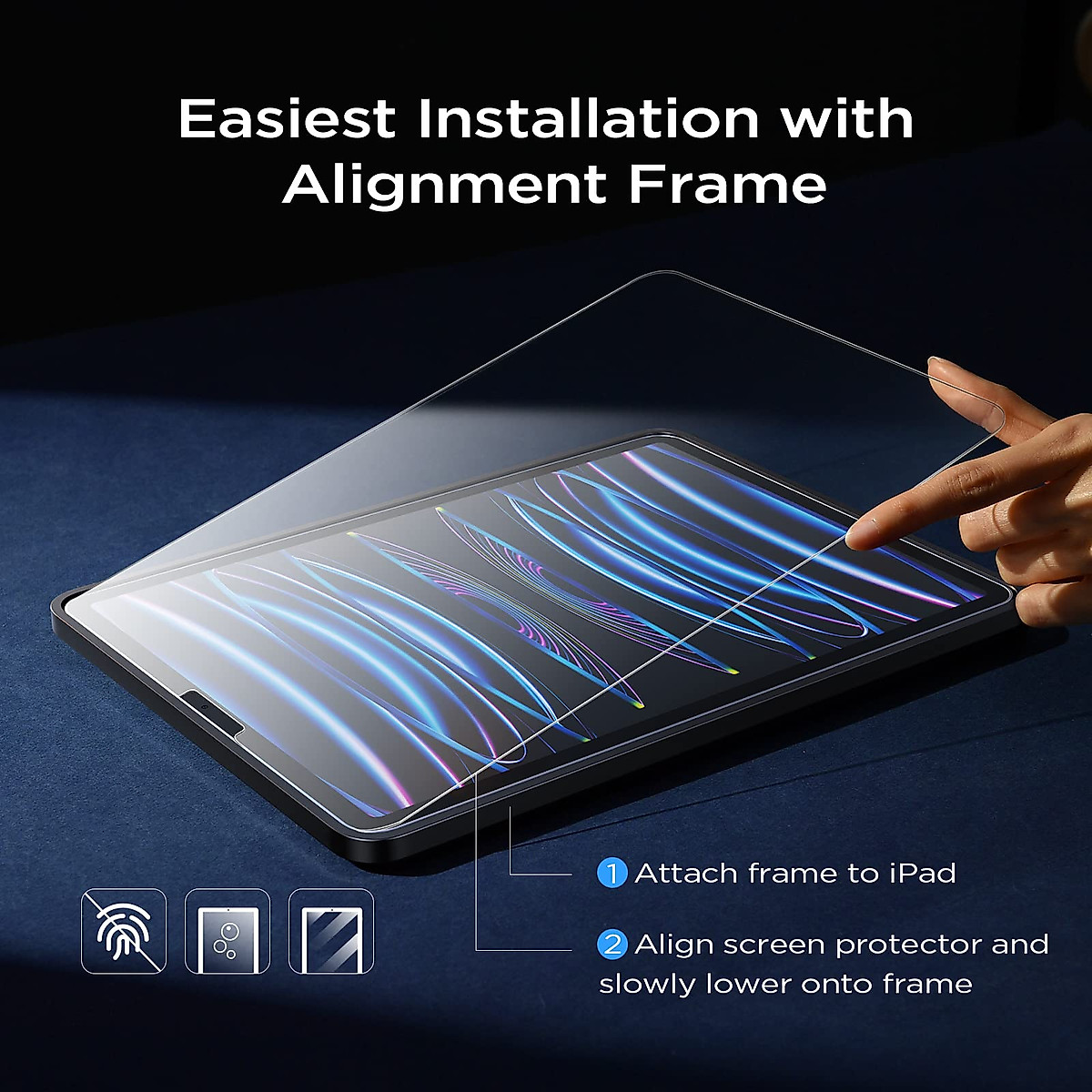 AINOPE Shatterproof Tempered Glass Screen Protector for iPad Air 5th/4th generation (2022/2020,10.9 Inch) iPad Pro 11 Inch All Models (2022/2021/2020/2018) Compatible Apple Pencil 2 Pack