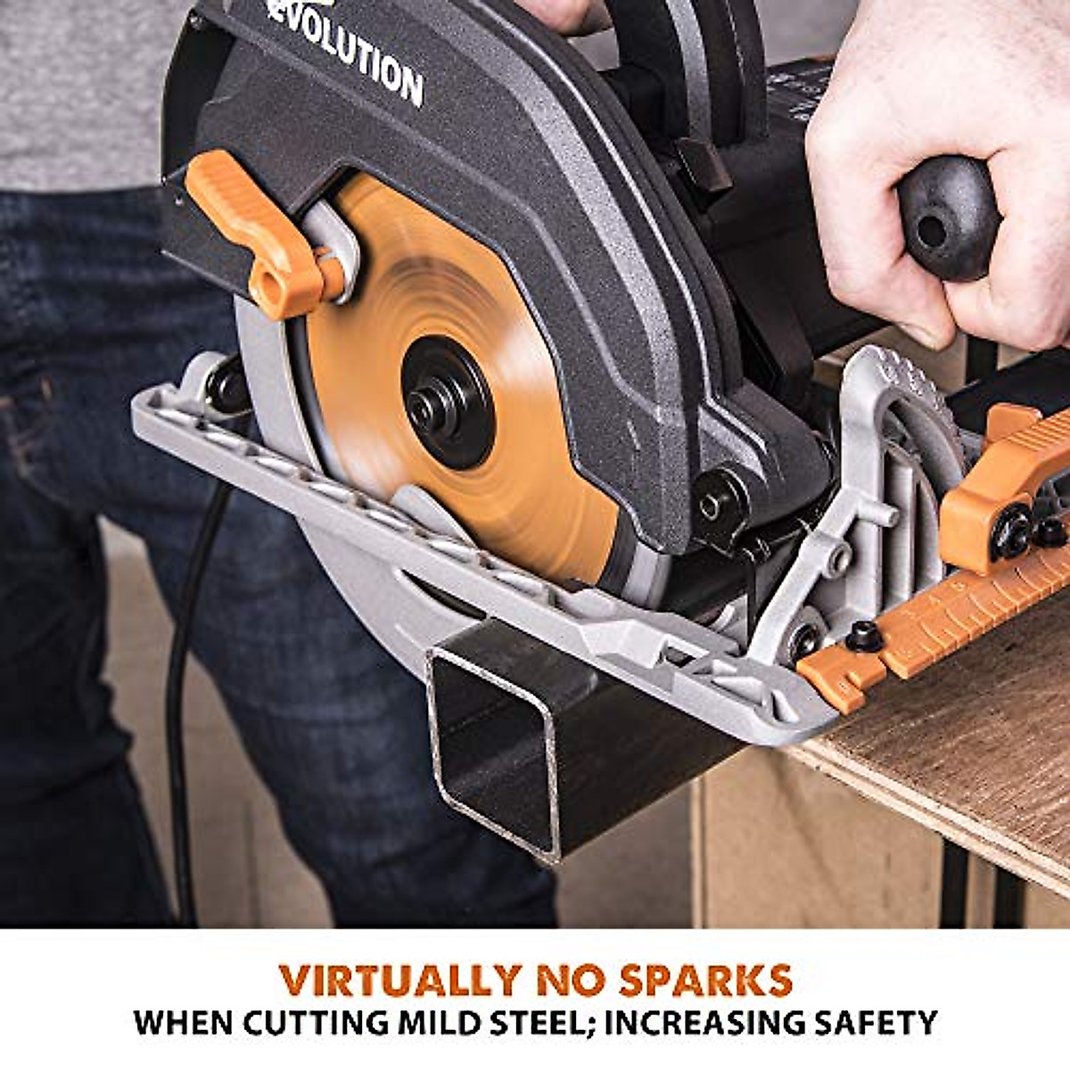Evolution Power Tools R185CCS 7-1/4" TCT Multi-Material Cutting Circular Saw, 7-1/4", Orange