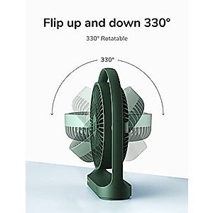 JISULIFE Desk Fan, Mini Desk Fan with 4 Speeds, USB Small Portable Desktop Fan with Unique Design for Home Desktop Office Table Bedroom, Ultra Quiet, Strong Wind, 330°Rotate-Dark Green