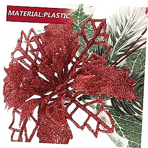 NOLITOY 4pcs Christmas Decor Flower Vases Decorative Clips Artificial Xmas Poinsettia Flowers Christmas Vase Decors Fake Poinsettia Flower Artificial Flower Pine Needles Decorations Metal