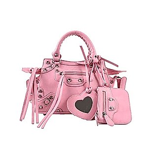 YENEVA Women PU Leather Handbag Quality Leather Woman Clutch Shoulder Bags Crossbody Tote Bag (Color : Pink)