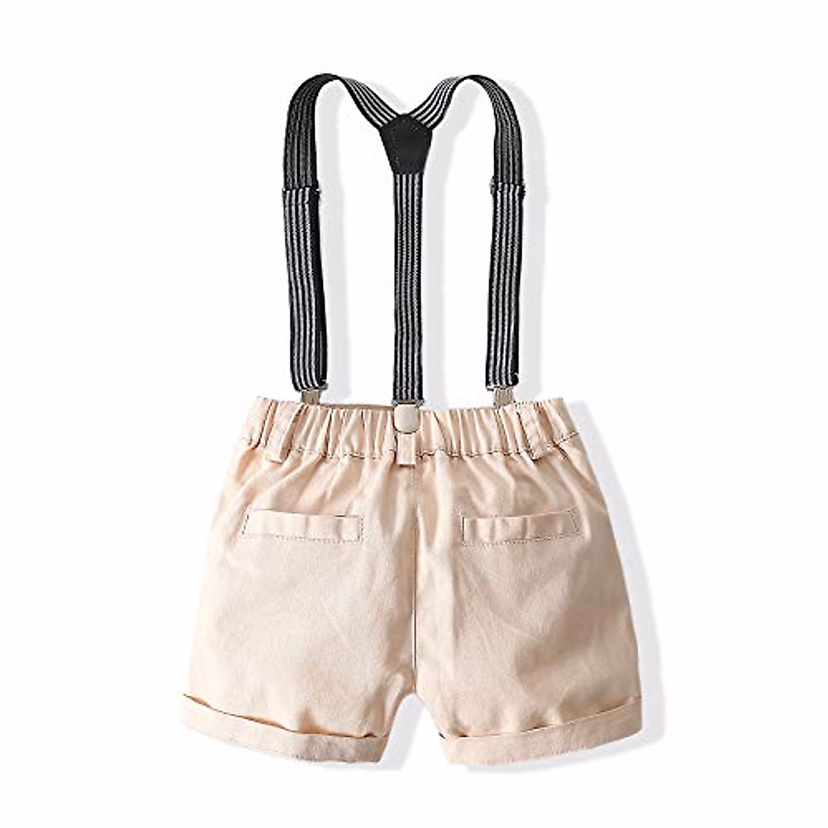 Tommelise Baby Boys Gentleman Outfits Suits, Infant Short Sleeve Shirt+Bib Pants+Bow Tie Overalls Clothes Set