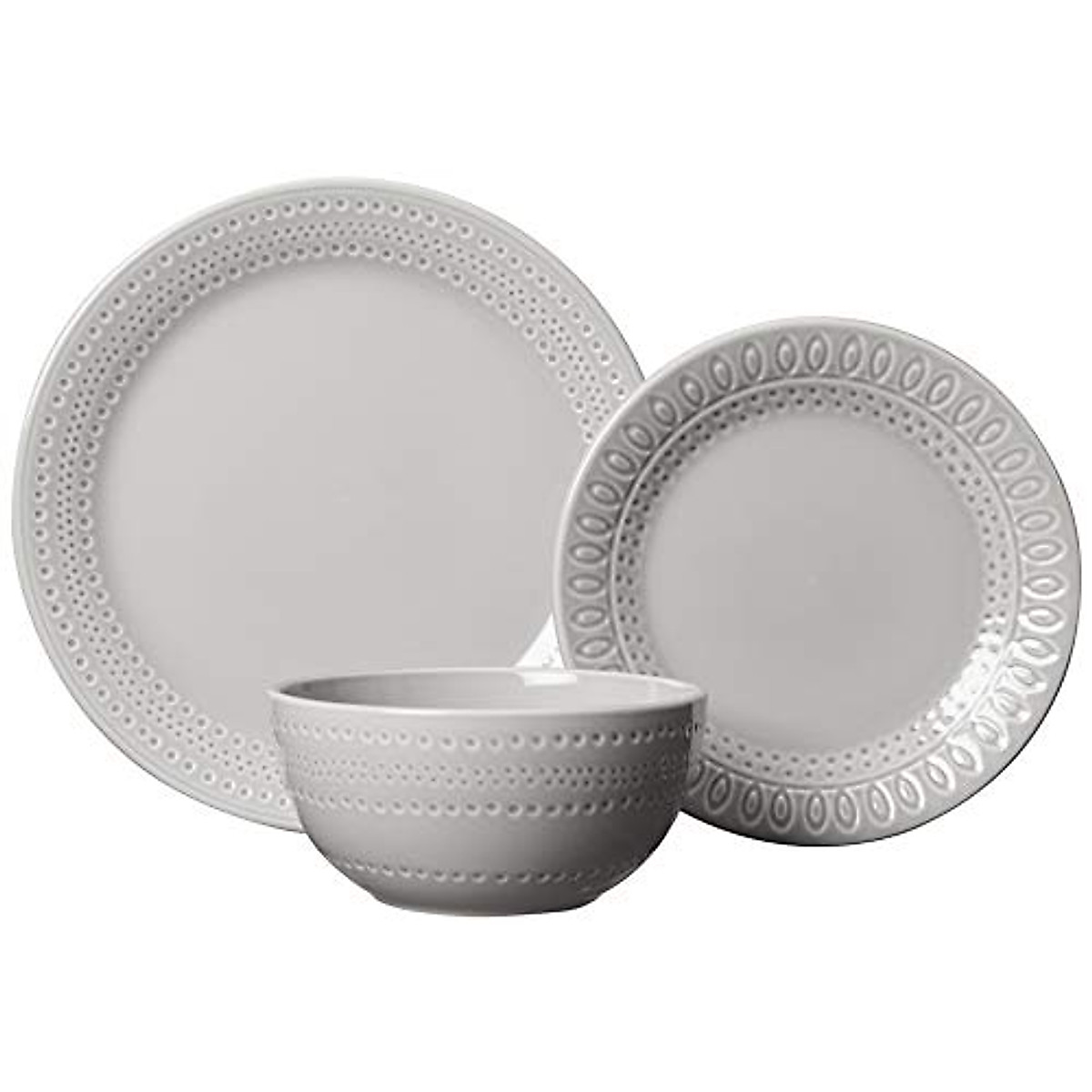 Kate Spade New York Willow Drive8482 12-Piece Dinnerware Set, 17.75 LB, Taupe/Grey